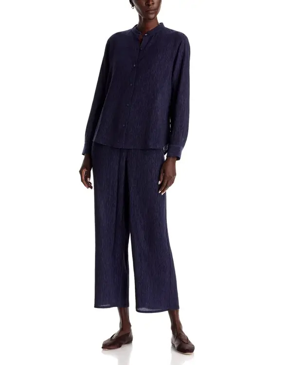 Eileen Fisher Plisse Wide Leg Ankle Pants