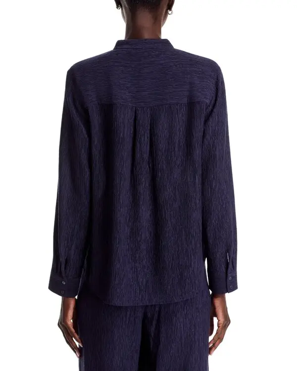 Eileen Fisher Plisse Mandarin Collar Shirt