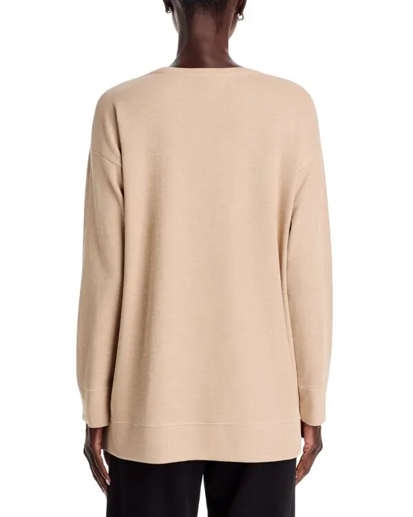 Eileen Fisher Cotton Crewneck Long Sleeve Tunic - Wheat