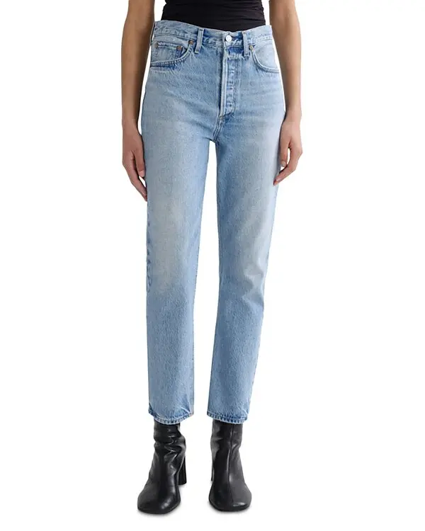 AGOLDE Riley High Rise Straight Crop Jeans In Steam - Stream