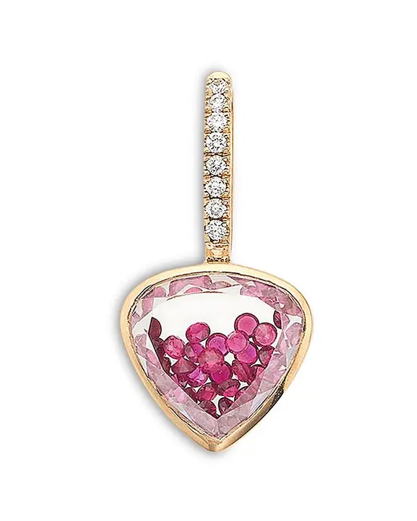Moritz Glik 18k Yellow Ruby & Diamond Kaleidoscope Shaker Heartish Charm Pendant - Gold