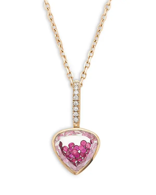Moritz Glik 18k Yellow Ruby & Diamond Kaleidoscope Shaker Heartish Charm Pendant - Gold