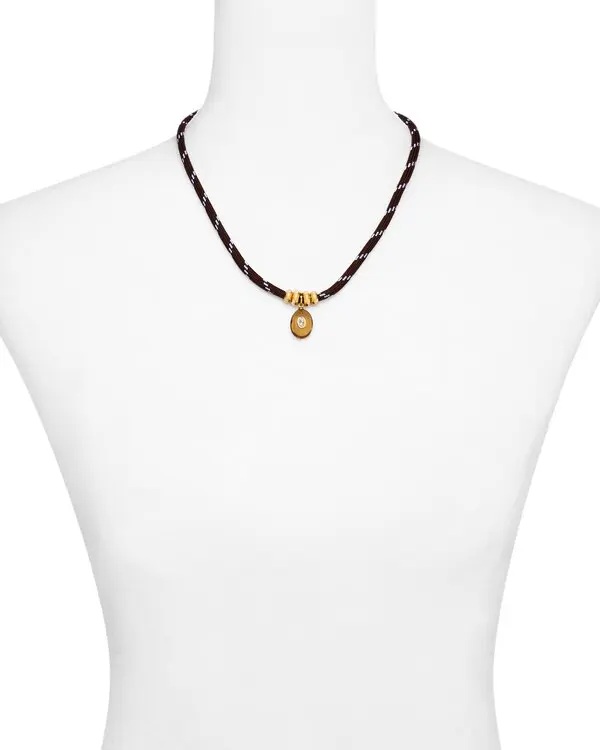 Aqua Crystal & Stone Cord Pendant Necklace, 16-18 Exclusive