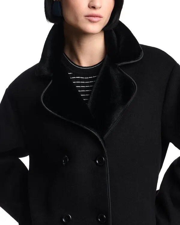 Emporio Armani Wool And Faux Fur Coat