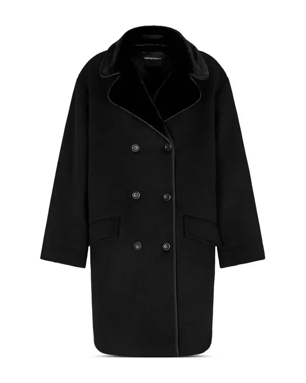 Emporio Armani Wool And Faux Fur Coat