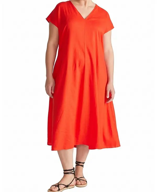 Universal Standard Plus Louvre Bow Back Linen Dress - Shoreline Sunset