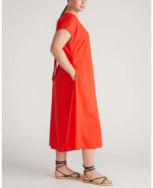 Universal Standard Plus Louvre Bow Back Linen Dress - Shoreline Sunset