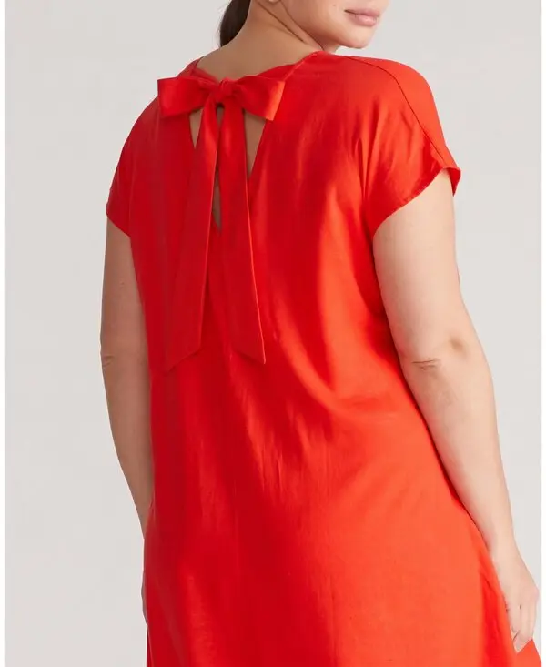 Universal Standard Plus Louvre Bow Back Linen Dress - Shoreline Sunset