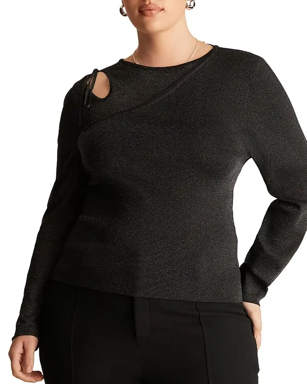 ESTELLE Libbie Cutout Knit Top - Black Sparkle