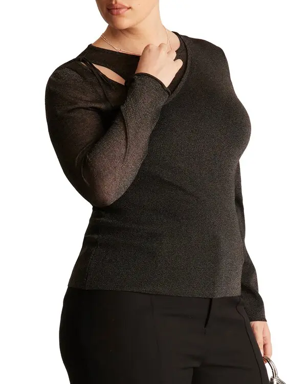 ESTELLE Libbie Cutout Knit Top - Black Sparkle