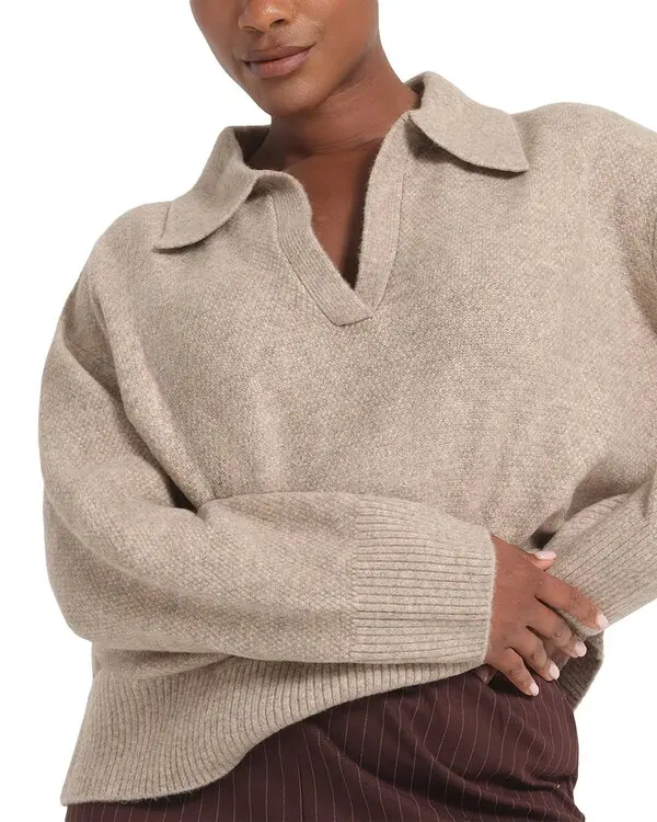 ESTELLE Nellie Collared Knit Top - Sand Marble