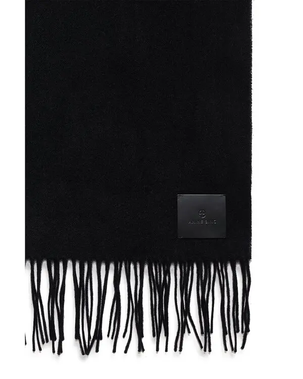 ANINE BING Augustina Fringed Wool Scarf - Black