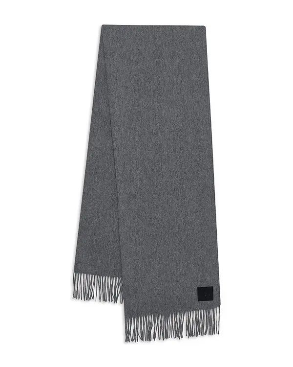 ANINE BING Augustina Fringed Wool Scarf - Grey