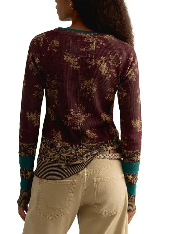 Free People Easy Does It Cotton Stretch Printed Top - Lagon Combo