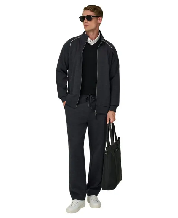 Boggi Milano Wool Blend Diagonal Full-zip Sweatshirt