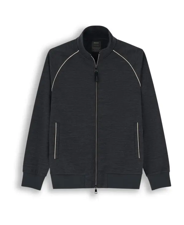 Boggi Milano Wool Blend Diagonal Full-zip Sweatshirt