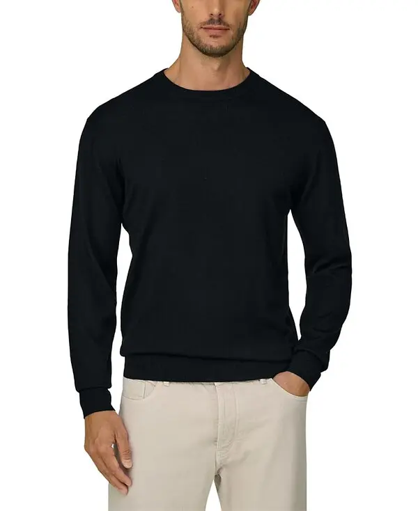 Boggi Milano Extrafine Merino Wool Crew Neck Jumper - Black