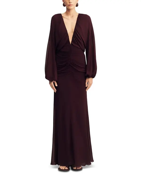 Shona Joy Amina Gathered Low Plunged Maxi Dress