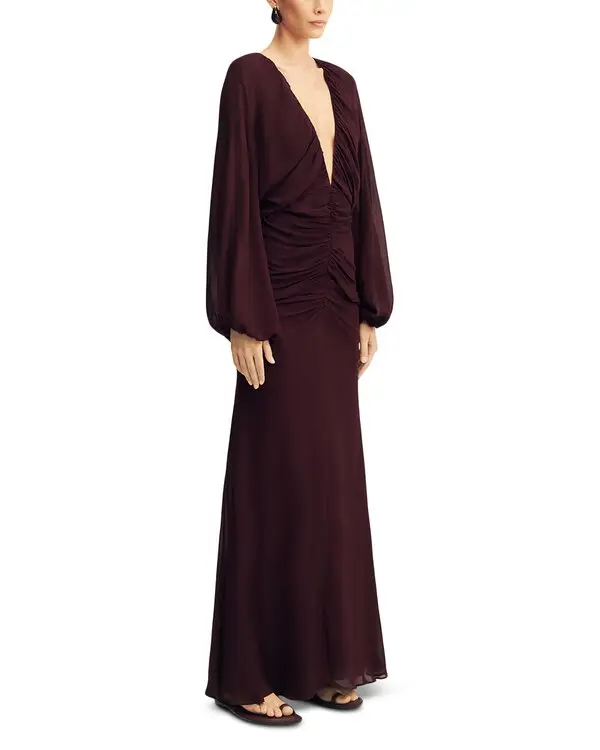 Shona Joy Amina Gathered Low Plunged Maxi Dress