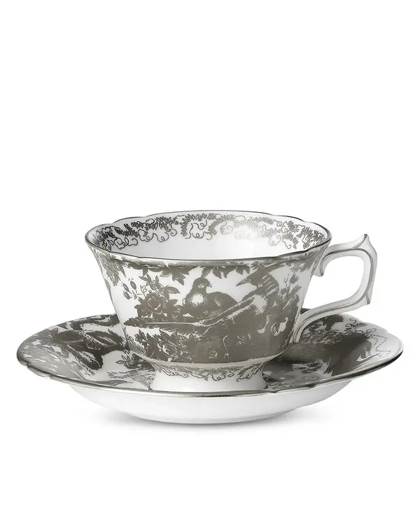 ROYAL CROWN DERBY Aves Platinum Tea Saucer