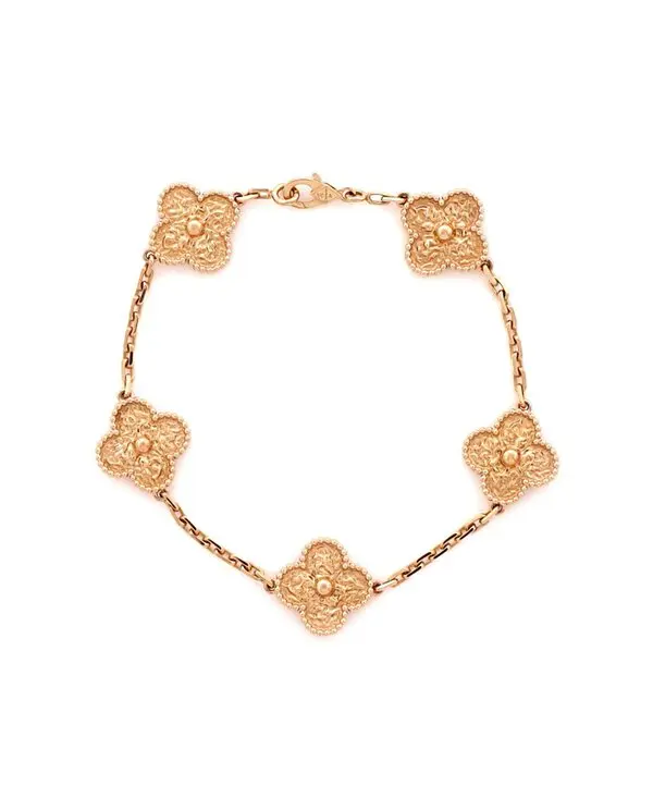 VAN CLEEF & ARPELS Vintage Alhambra 5 Motifs Bracelet 18k Rose Gold - Pink