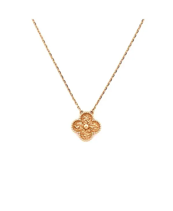 VAN CLEEF & ARPELS Vintage Alhambra Pendant Necklace 18k Rose Gold