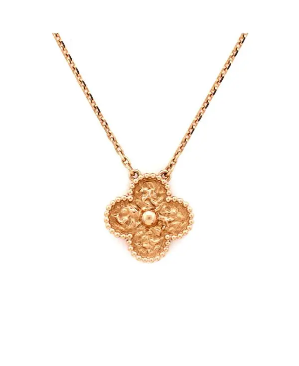 VAN CLEEF & ARPELS Vintage Alhambra Pendant Necklace 18k Rose Gold