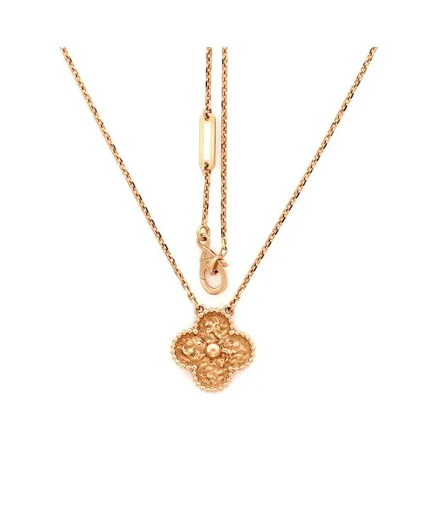 VAN CLEEF & ARPELS Vintage Alhambra Pendant Necklace 18k Rose Gold
