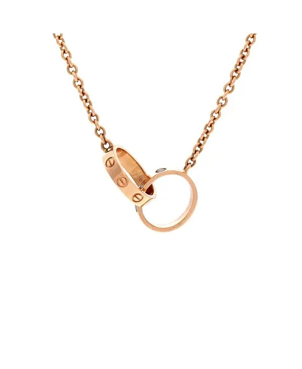CARTIER Love Interlocking Necklace 18k Rose Gold