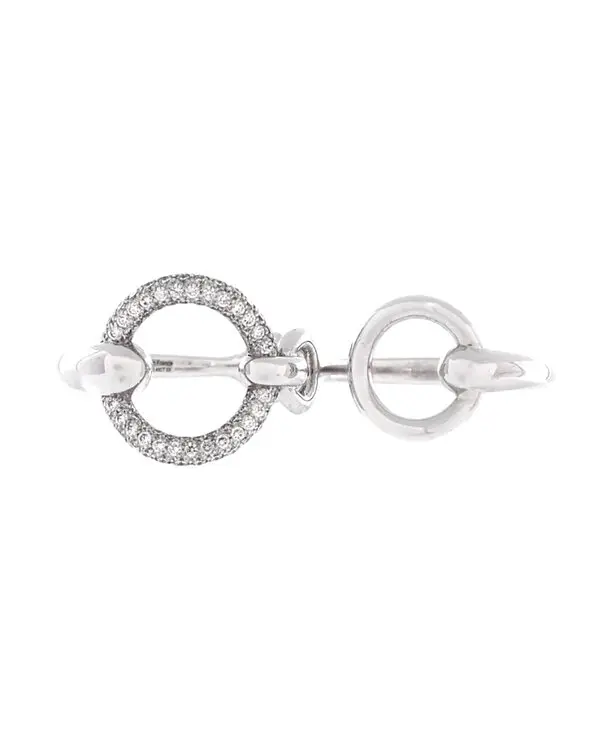 Hermès Large Filet D'or Double Ring 18k Gold With Diamonds - White