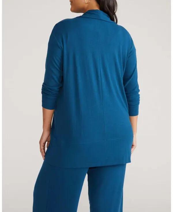 Universal Standard Plus Travelknit Minimalist Cardigan - Blue Teal