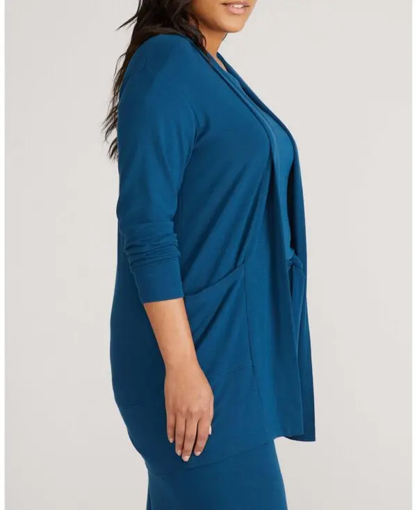 Universal Standard Plus Travelknit Minimalist Cardigan - Blue Teal
