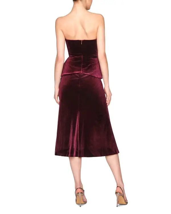 Theia Kelsey Sculpted Velvet Stretch Strapless Dress