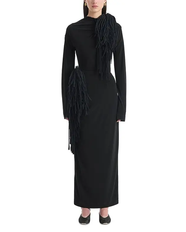 Altuzarra Garland Fringe Trim Dress - Black