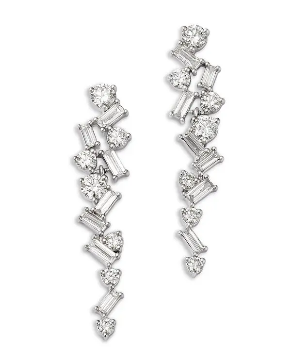 Bloomingdale'S Luxe Collection Certified Lab Grown Diamond Mixed Cut Drop Earrings In 14k 3.0 Tcw - White Gold