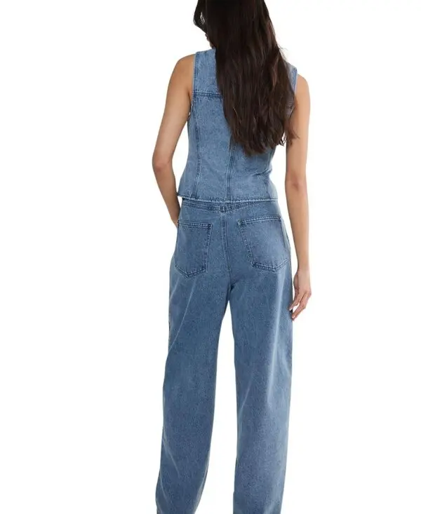 Nasty Gal Mid-wash Zip Seam Straight Leg Jeans