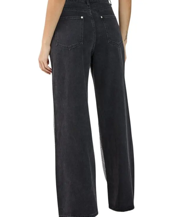 Nasty Gal Black Washed Diamante Chap Jeans