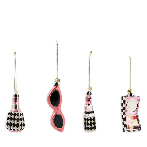 MACKENZIE-CHILDS Courtly Cosmetic Glass Ornaments, Set Of 4 - No Color