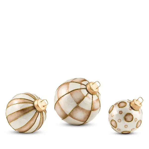MACKENZIE-CHILDS Mocha Capiz Tabletop Ornament Balls, Set Of 3