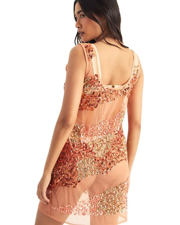 Nasty Gal Beaded Sheer Mini Beach Dress