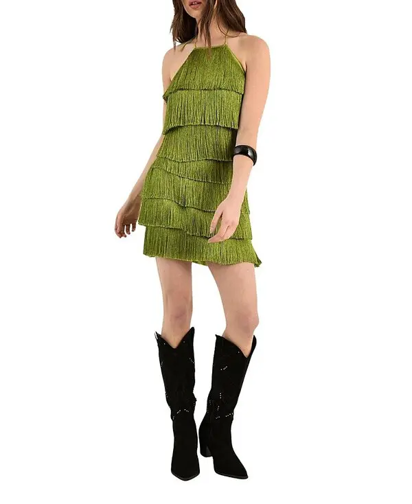 Nasty Gal Fringe Halter Neck Mini Dress