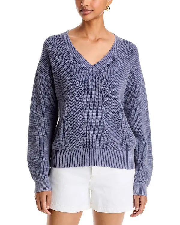 Tommy Bahama Salt & Sea Wash Cotton V Neck Sweater - Dark Bluestone