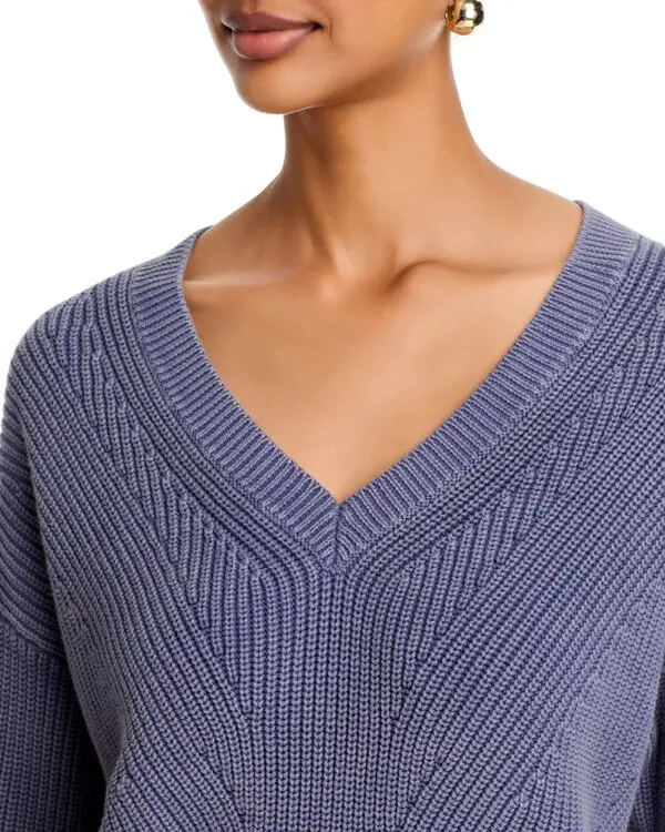 Tommy Bahama Salt & Sea Wash Cotton V Neck Sweater - Dark Bluestone