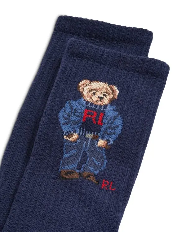 Polo Ralph Lauren Denim Bear Crew Socks, Pack Of 6