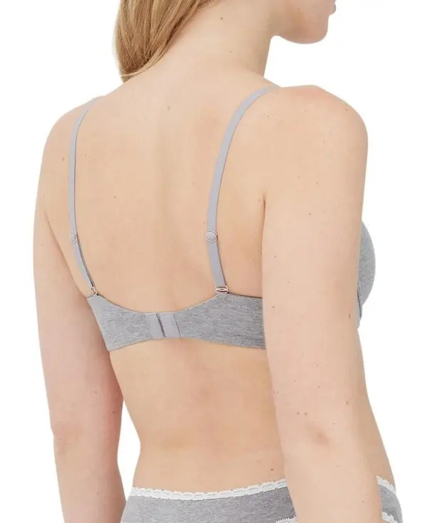 SKARLETT BLUE Adorned Cotton Underwire Bra - Heather Grey/ivory