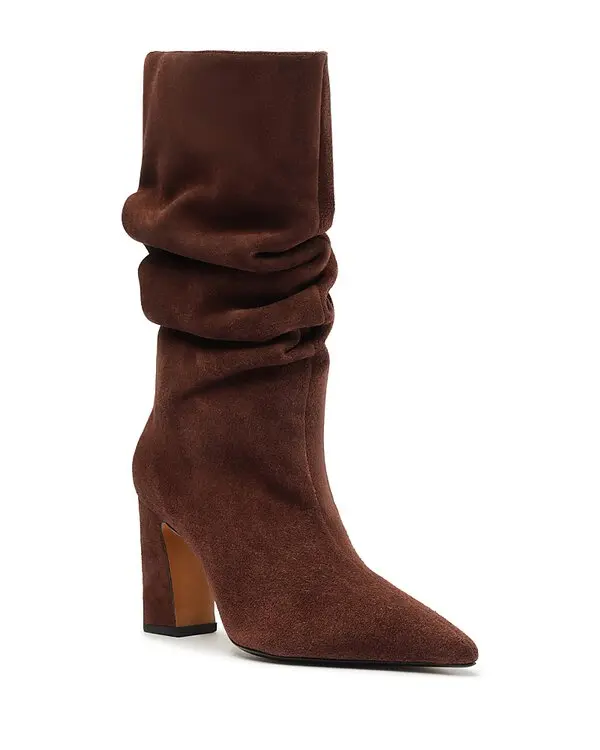 Schutz Harriet Slouchy Suede Mid Calf Boots - Brown