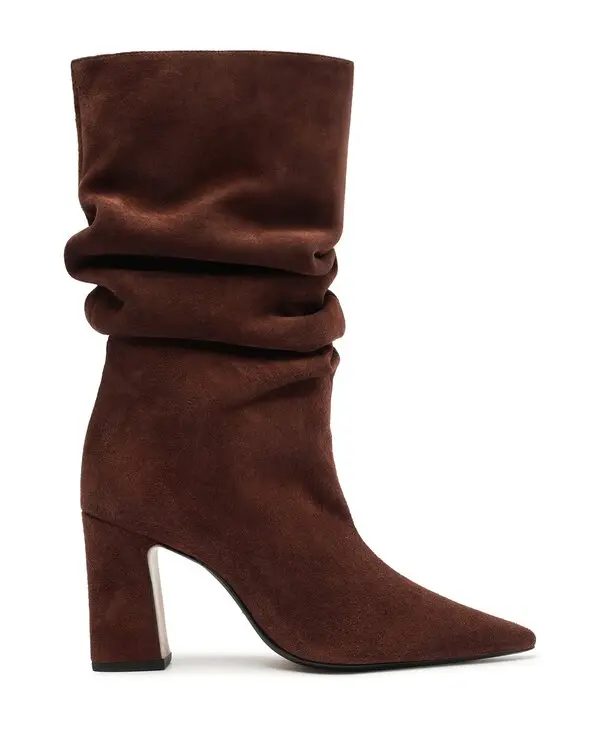 Schutz Harriet Slouchy Suede Mid Calf Boots - Brown