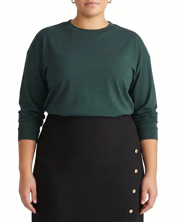 Universal Standard Plus Long Sleeve Relaxed Tee - Forest Green