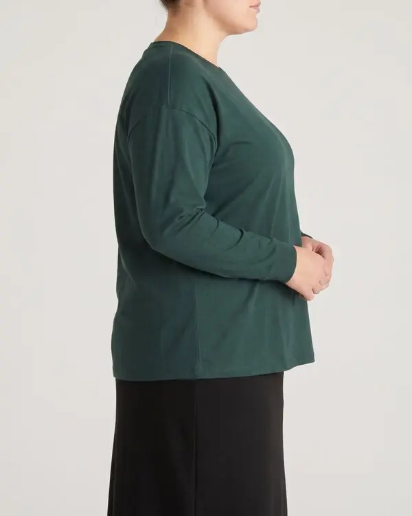 Universal Standard Plus Long Sleeve Relaxed Tee - Forest Green