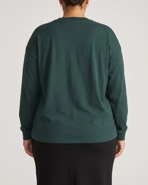 Universal Standard Plus Long Sleeve Relaxed Tee - Forest Green